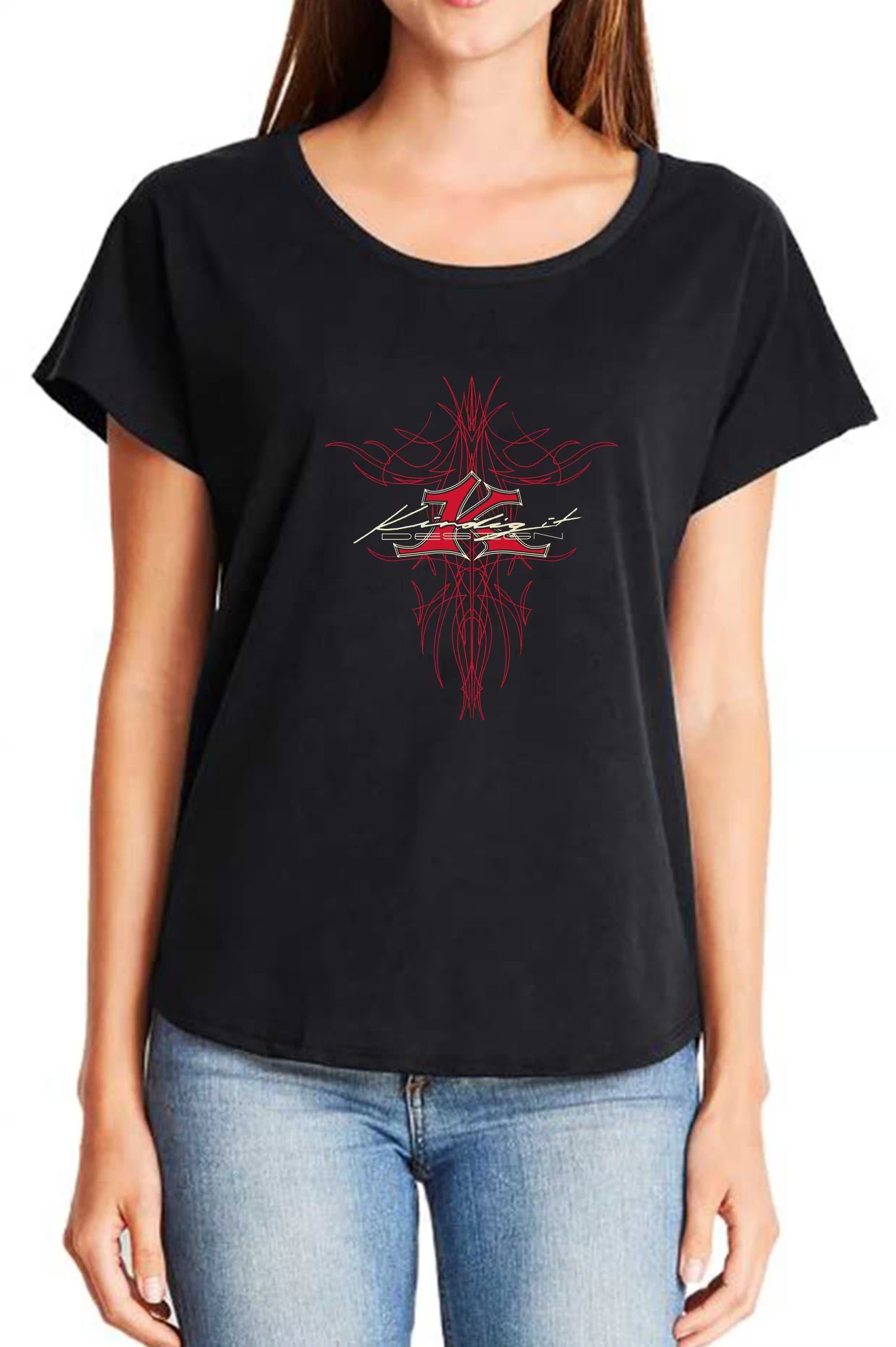Women's Red Pinstripe New Relaxed T-Shirt – Kindig-it Design